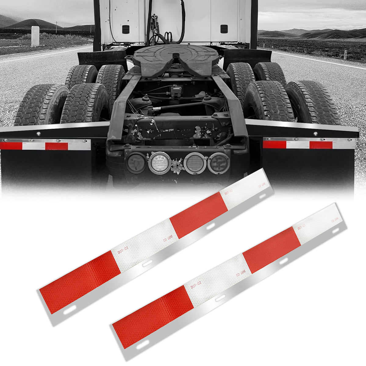 2 PCS 24"x 3" Aluminum Mud Flap Reflector Reflective Tape Fit for Semi ...